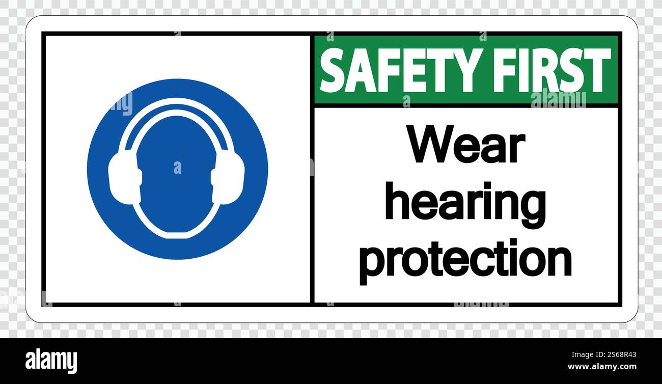 Safety first Wear hearing protection on transparent background,vector ...