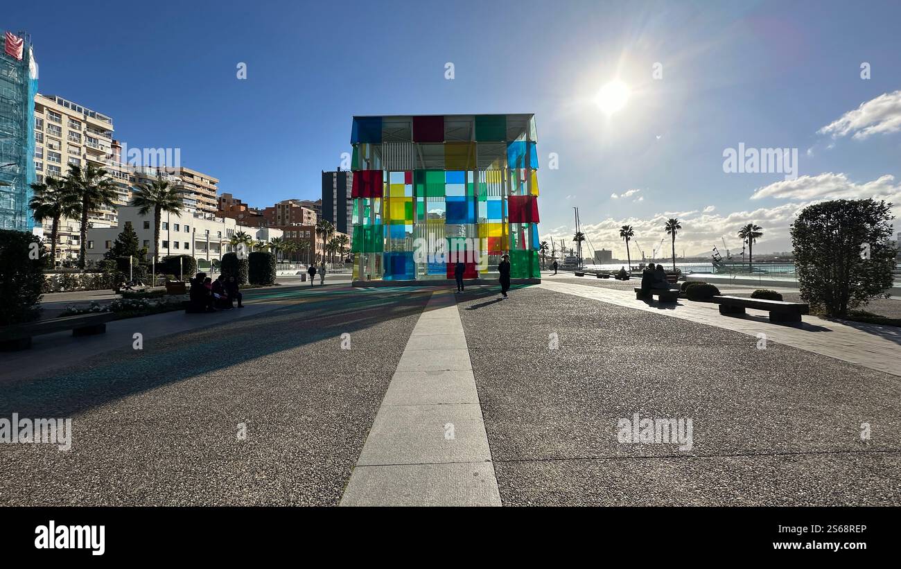 The iconic Centre Pompidou museum in the city center of Malaga Stock ...