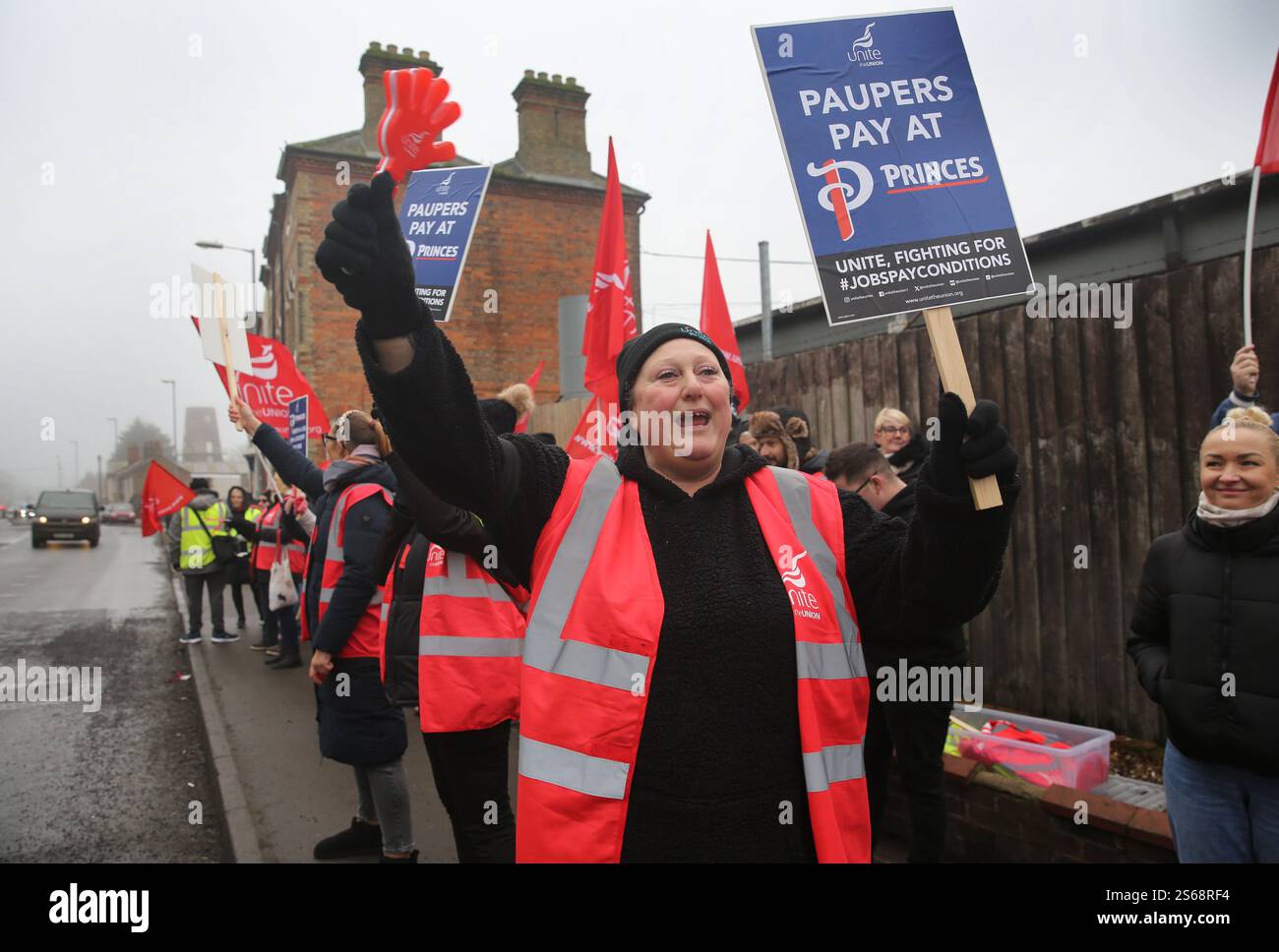 Wisbech, England, UK. 16th Jan, 2025. Workers join the picket line ...