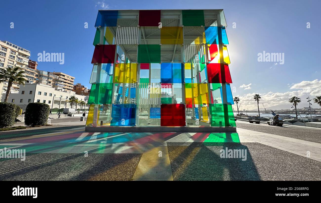 The iconic Centre Pompidou museum in the city center of Malaga Stock ...