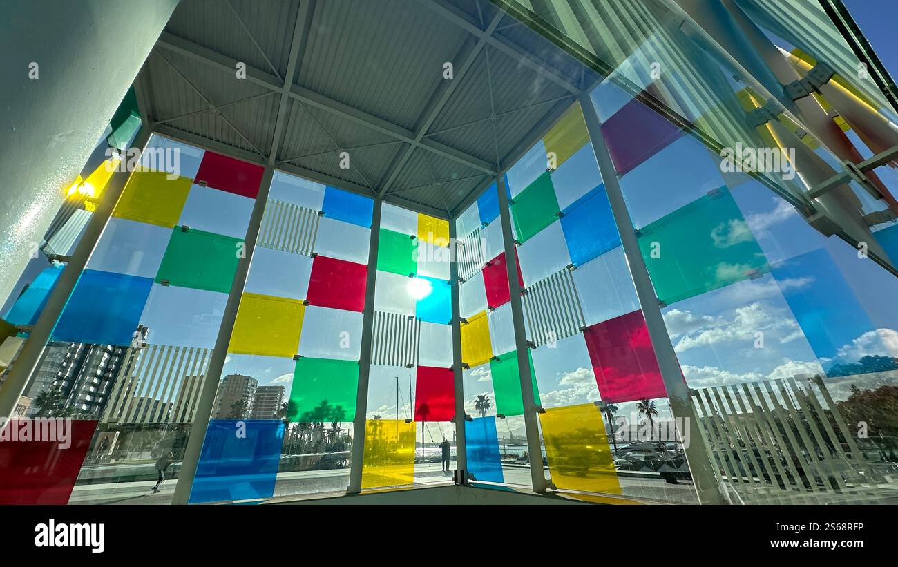 The iconic Centre Pompidou museum in the city center of Malaga Stock ...