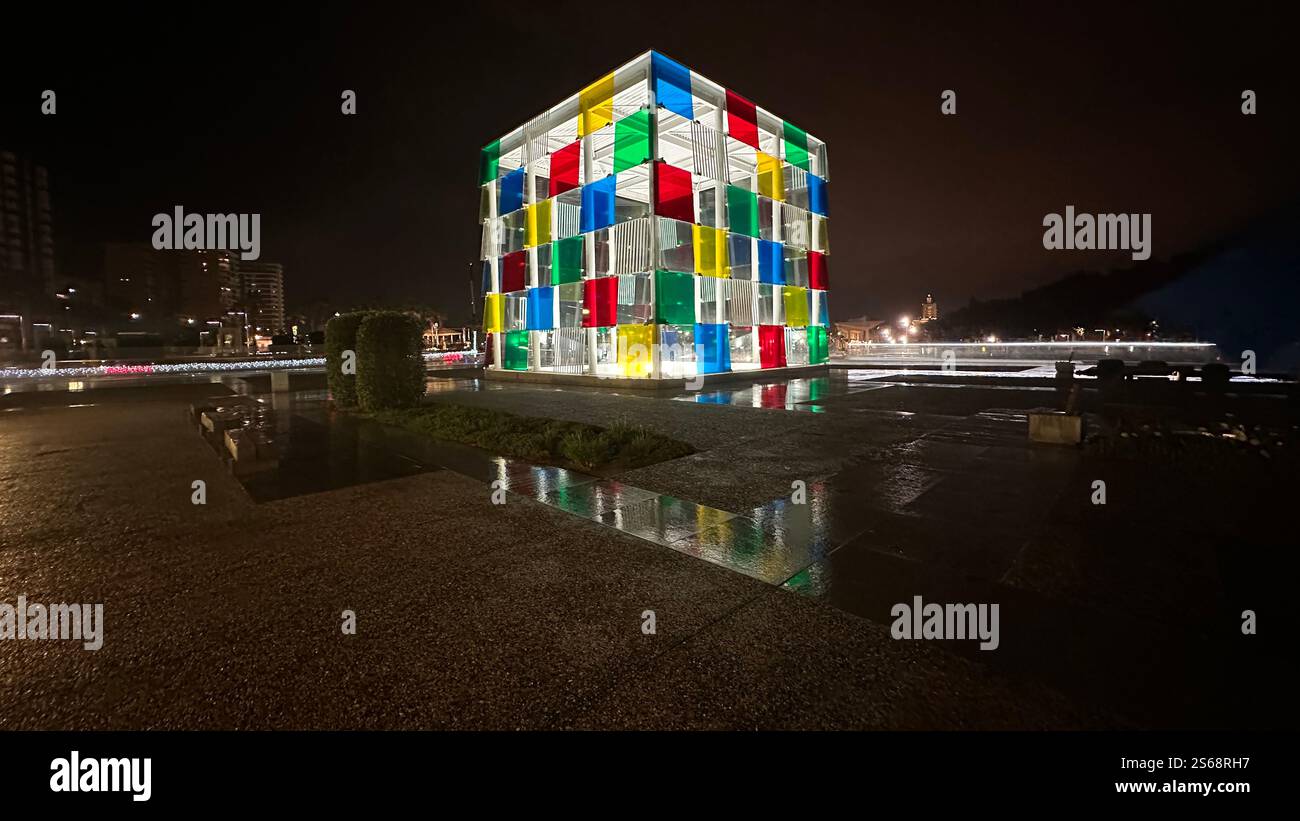 The iconic Centre Pompidou museum in the city center of Malaga Stock ...