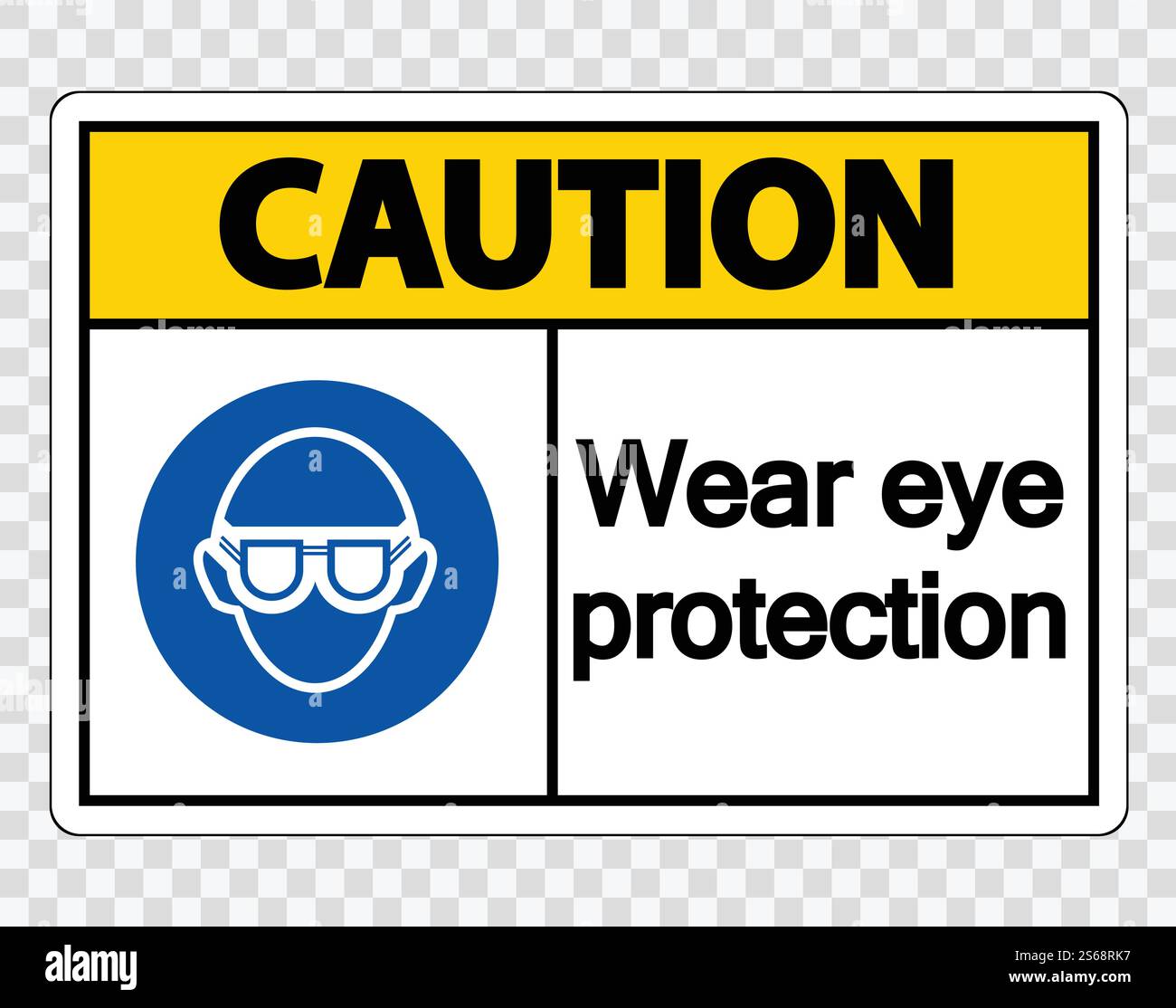 Caution Wear eye protection on transparent background,vector ...