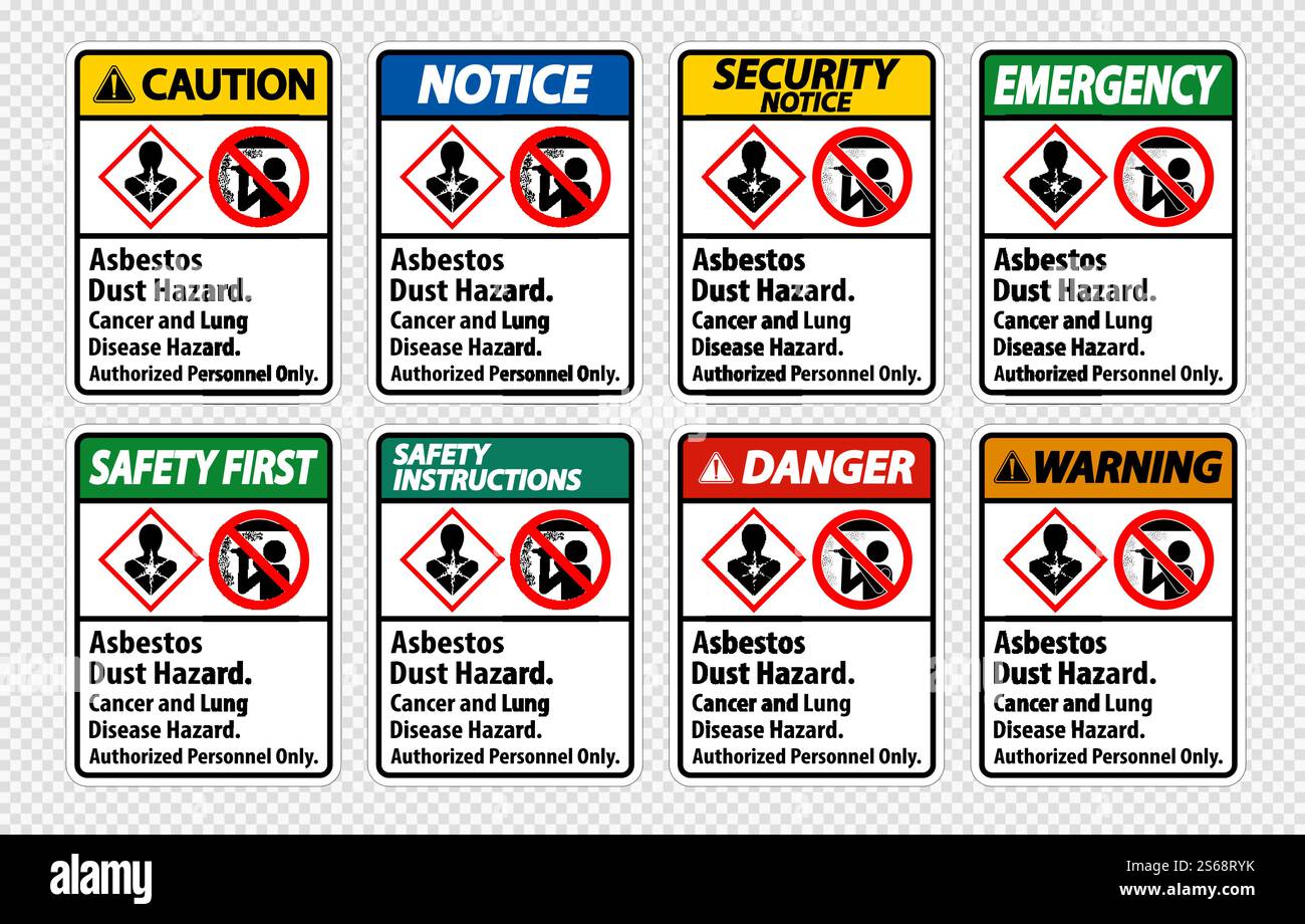 Safety Label,Asbestos Dust Hazard, Cancer And Lung Disease Hazard ...