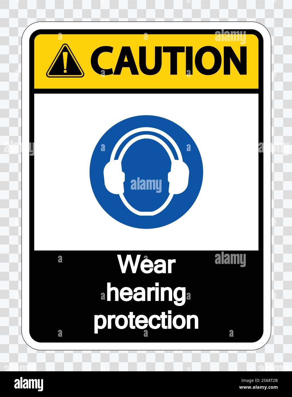 Caution Wear hearing protection on transparent background,vector ...