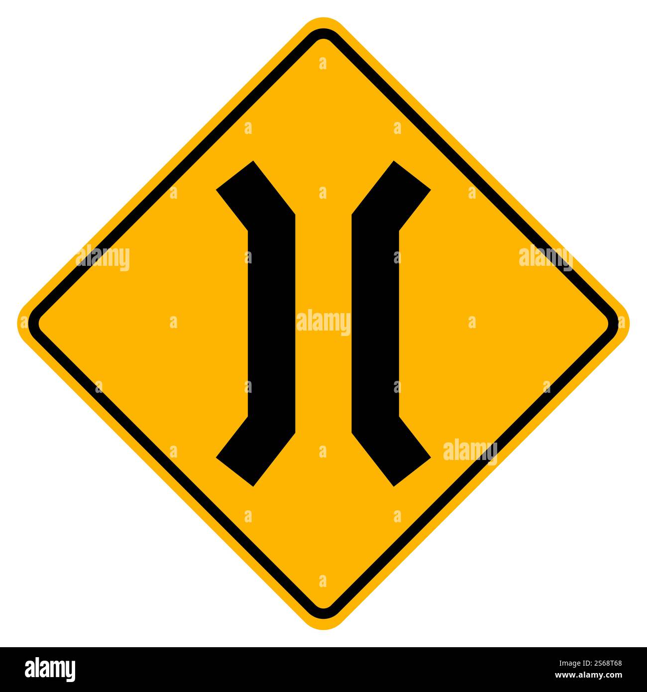 Warning signs Narrow bridge on white background Stock Vector Image ...