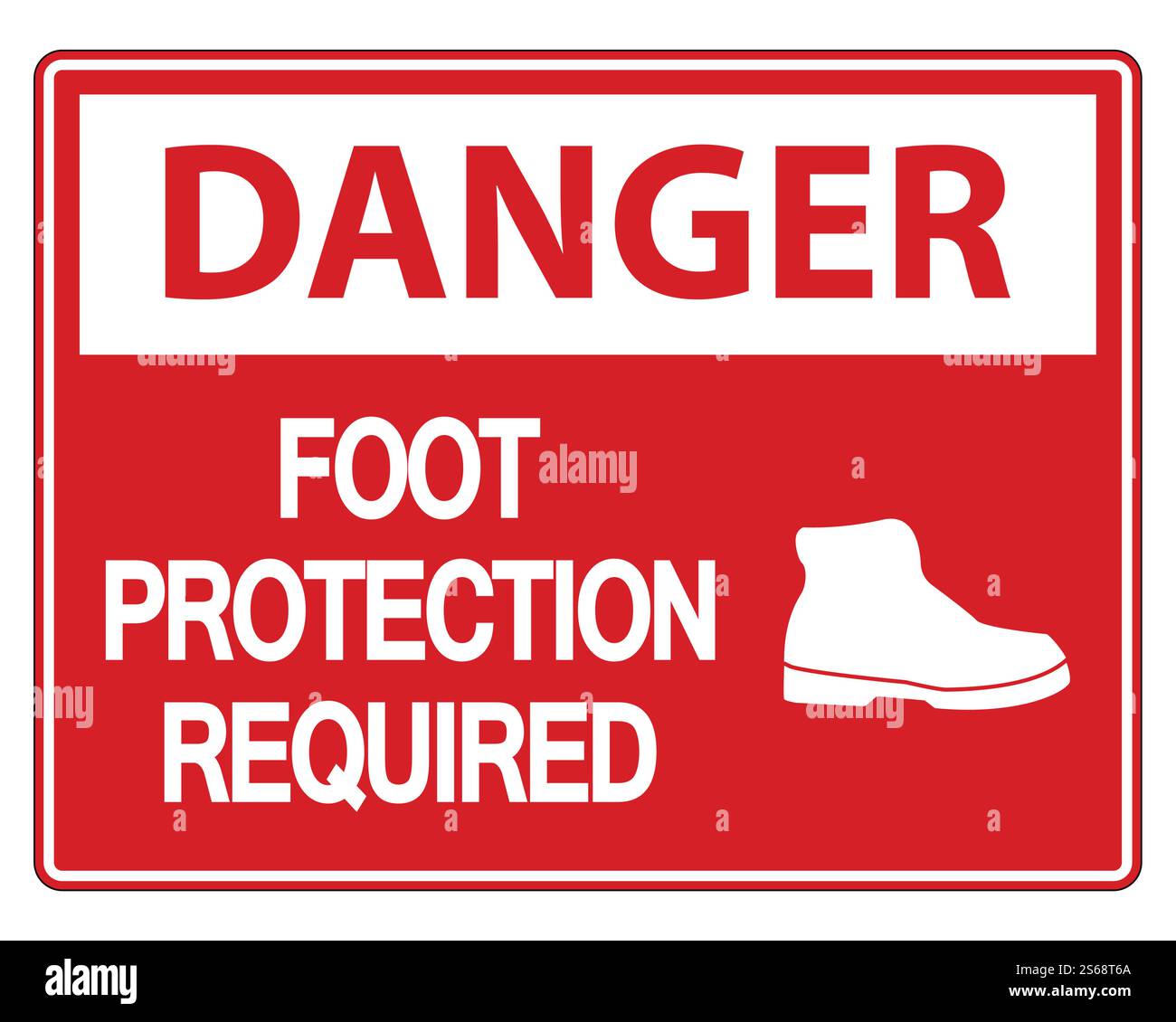 Danger Foot Protection Required Wall Sign on white background,vector ...