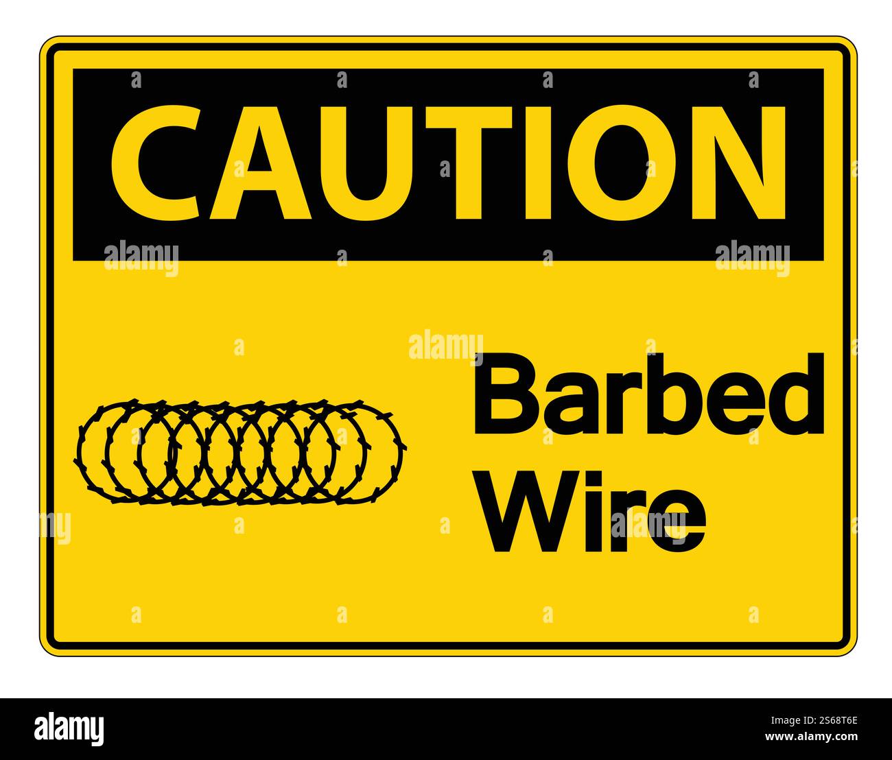 Caution Barbed Wire Symbol Sign On White Background,Vector illustration ...