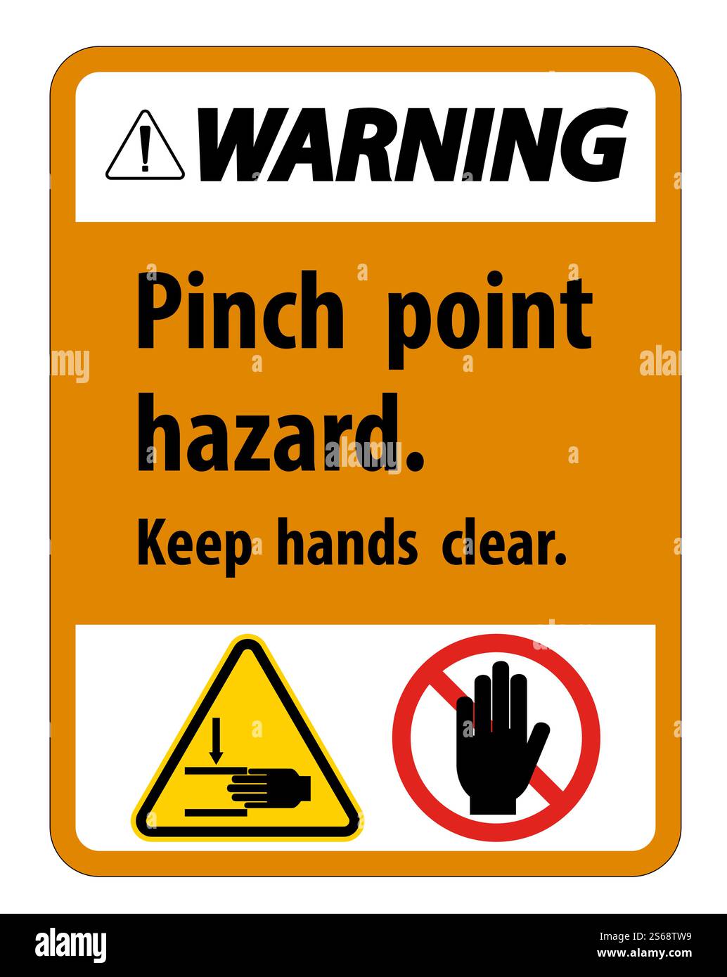 Warning Pinch Point Hazard,Keep Hands Clear Symbol Sign Isolate on ...