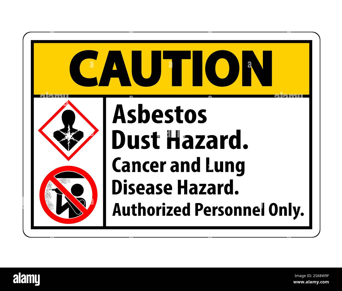 Caution Safety Label,Asbestos Dust Hazard, Cancer And Lung Disease ...
