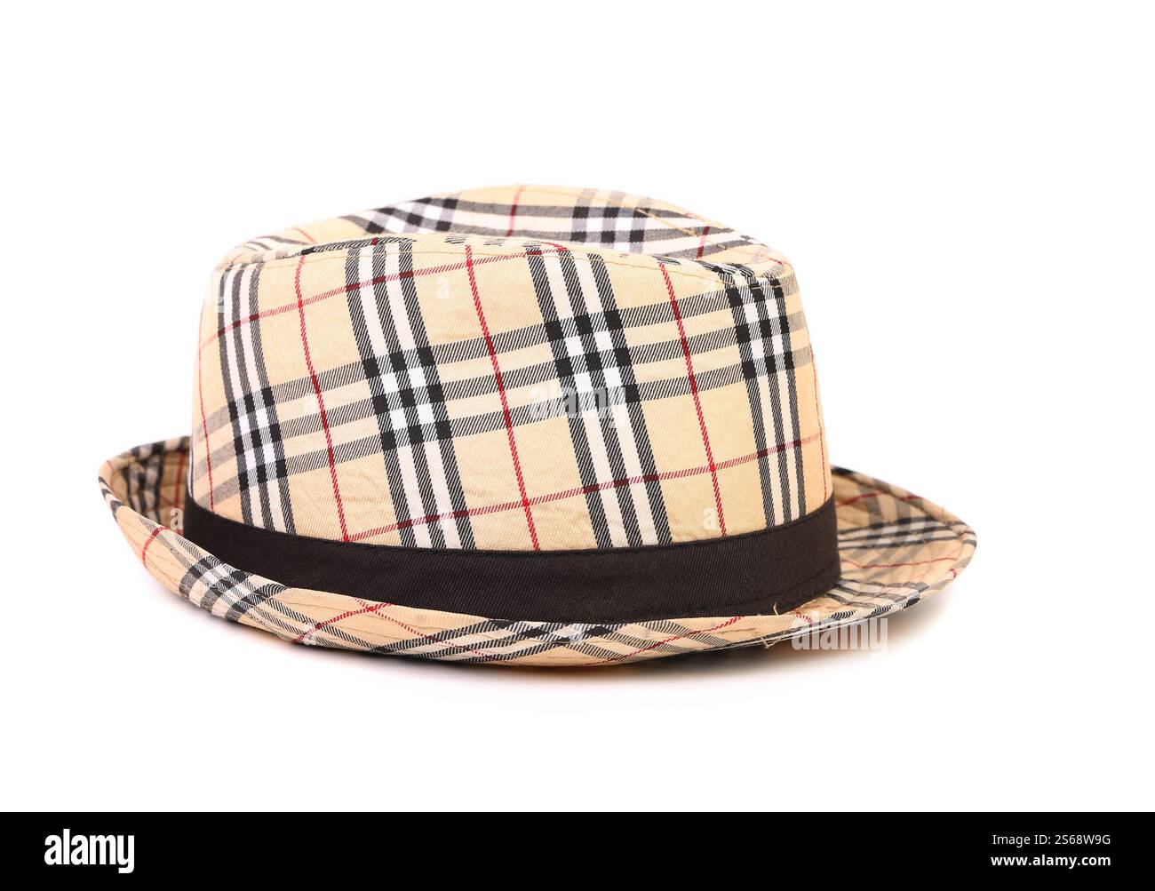 Checked hat isolated on a white background Stock Photo - Alamy