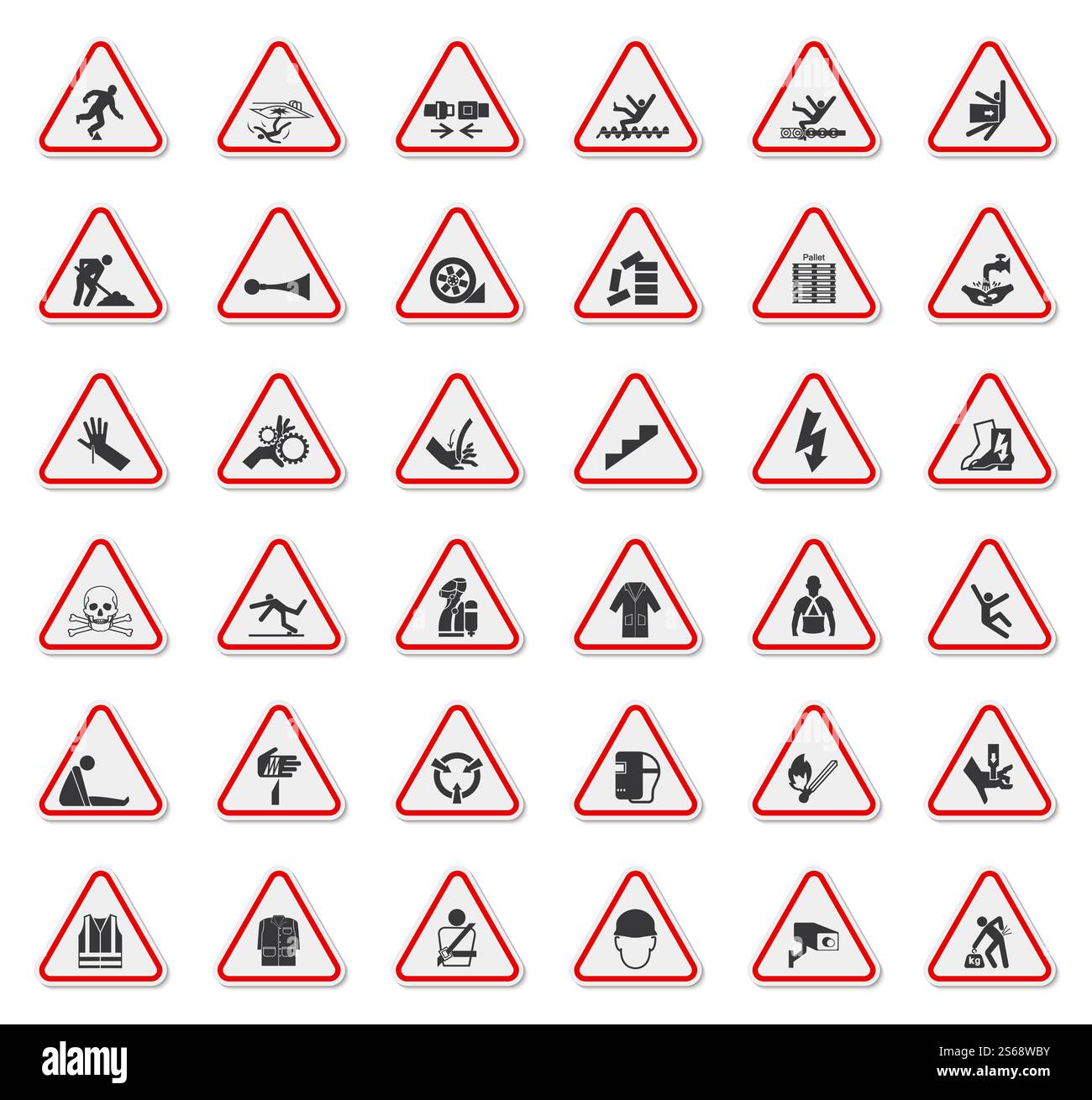 Warning Hazard Symbols labels Sign Isolate on White Background,Vector ...