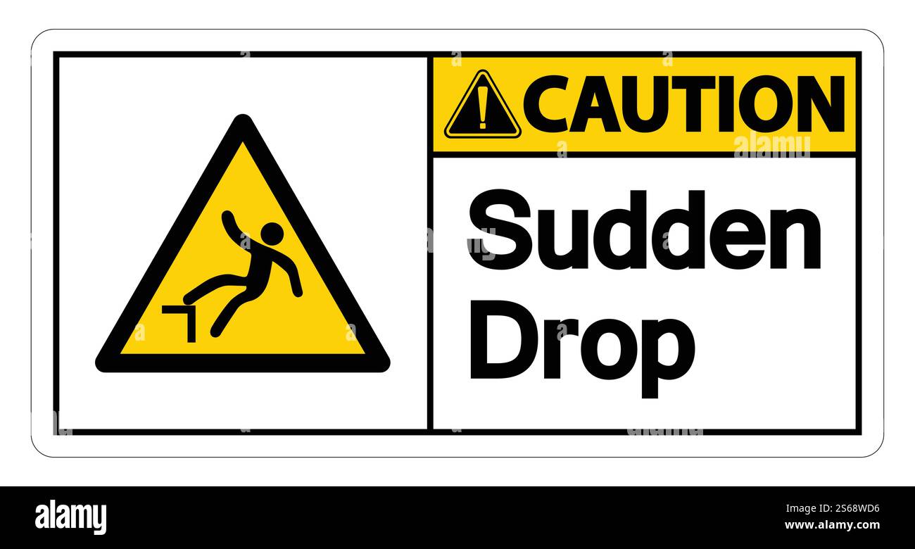 Caution Sudden Drop Symbol Sign On White Background,Vector illustration ...