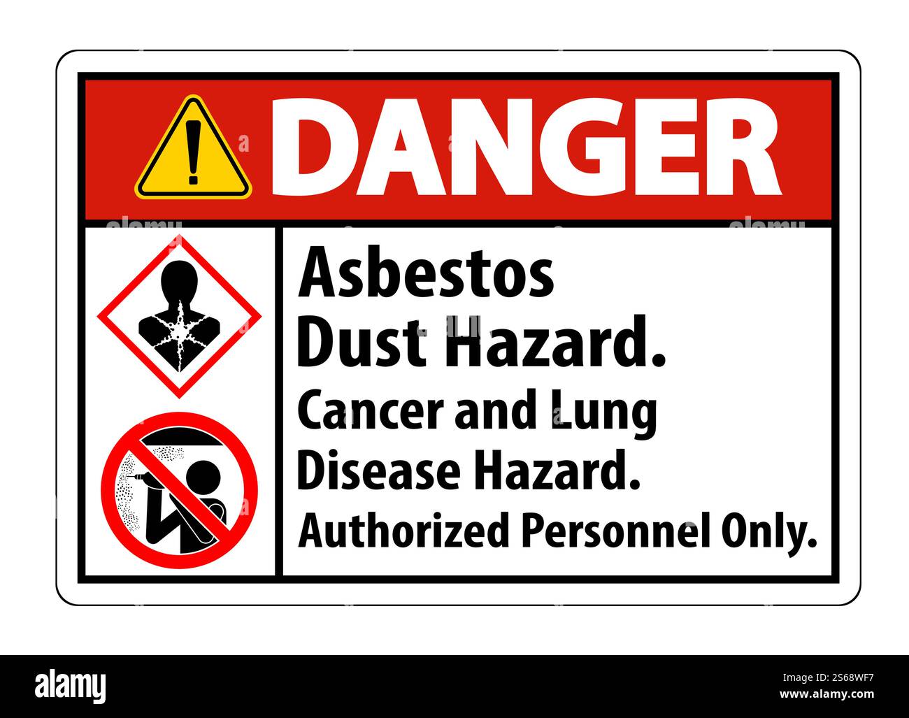 Danger Safety Label,Asbestos Dust Hazard, Cancer And Lung Disease ...