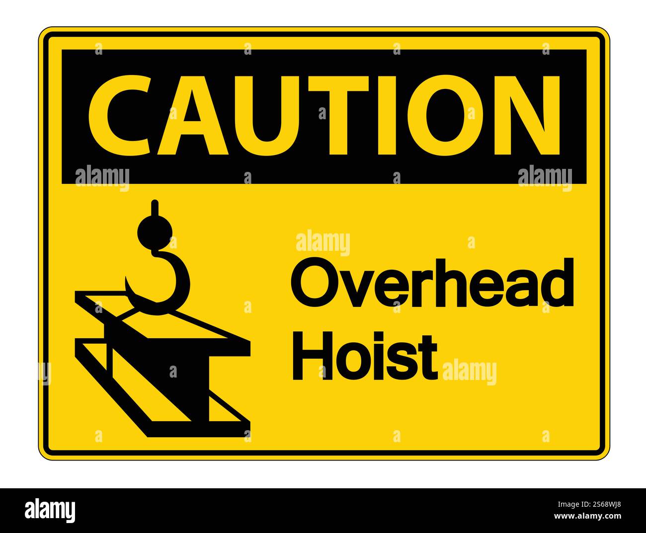 Caution Overhead Hoist Symbol Sign Isolate On White Background,Vector ...