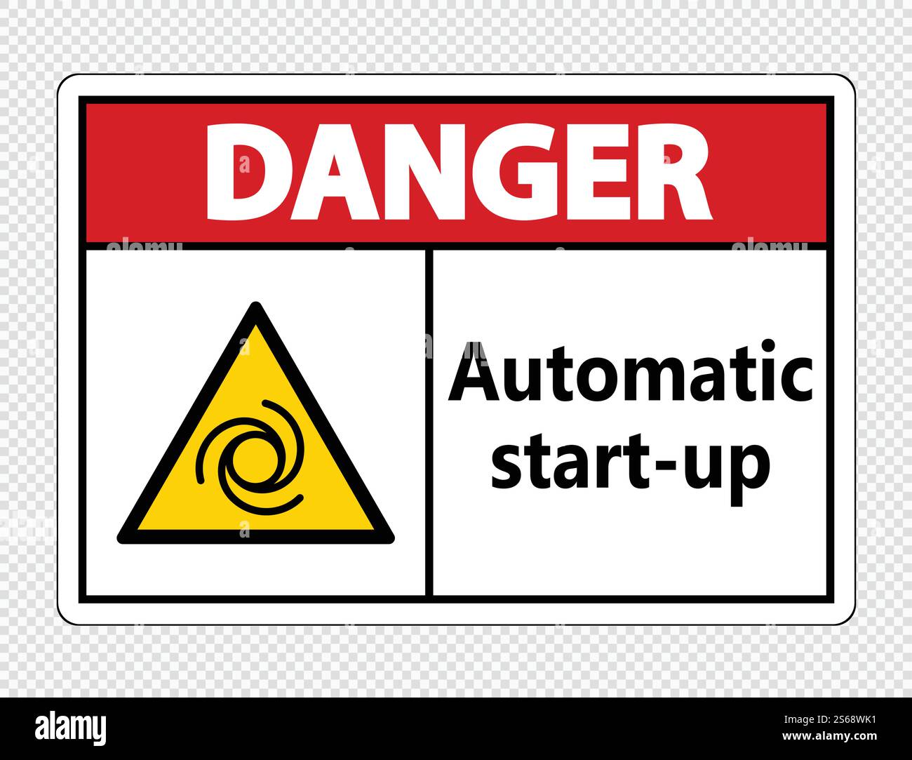 Danger automatic start-up sign on transparent background,vector ...