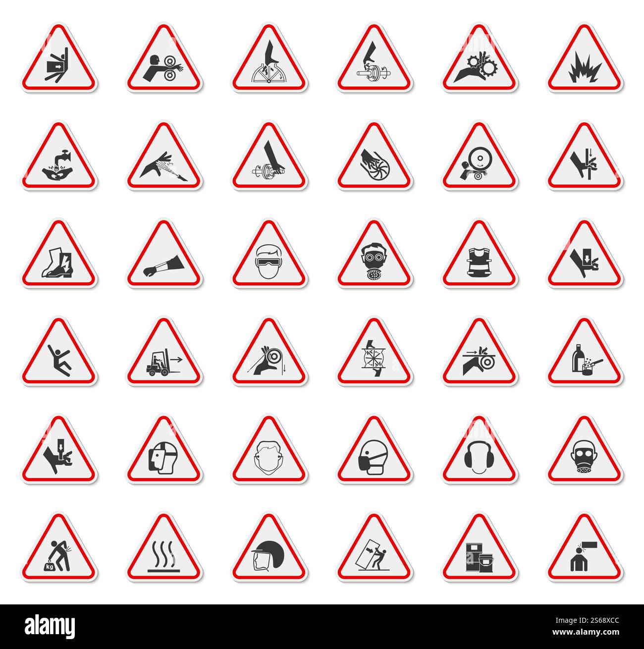 Warning Hazard Symbols labels Sign Isolate on White Background,Vector ...