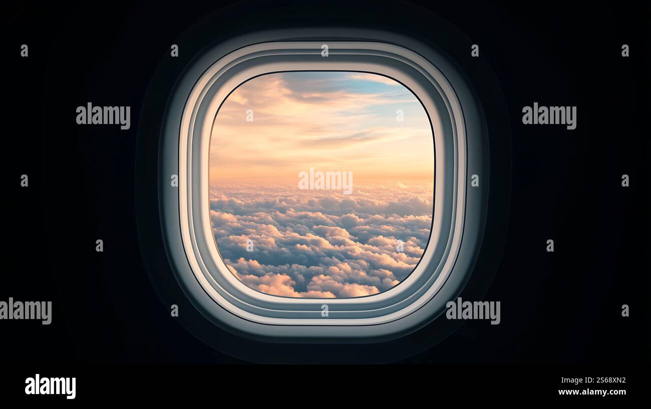 aerial perspective captured through airplane window showcasing a serene ...