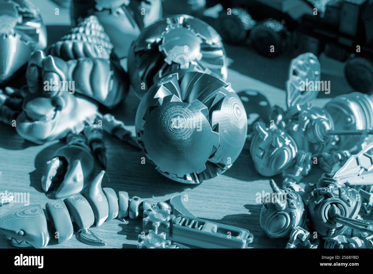 Art object printed on 3D printer close-up. Art creative model created ...