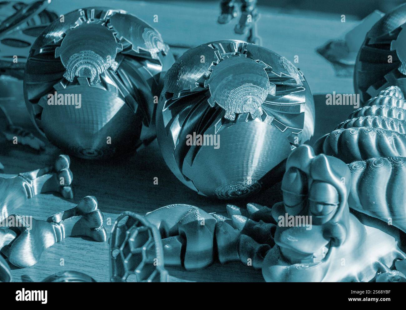 Art object printed on 3D printer close-up. Art creative model created ...