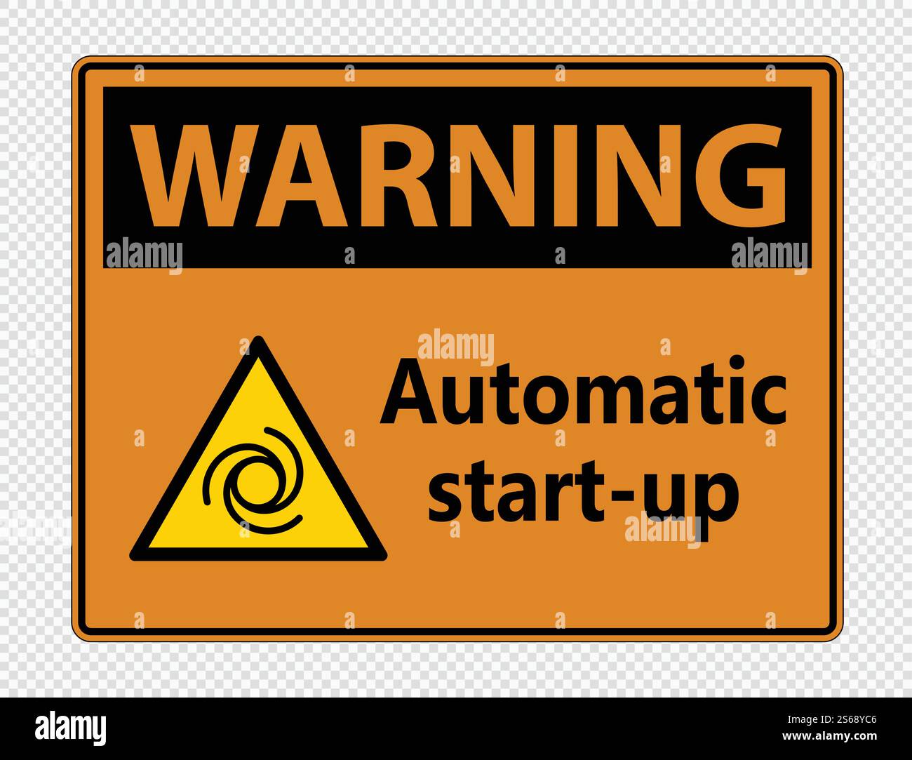 Warning automatic start-up sign on transparent background,vector ...