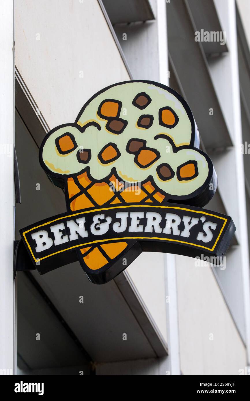 London, UK - July 22nd 2024: Ben and Jerrys logo on the exterior of one ...