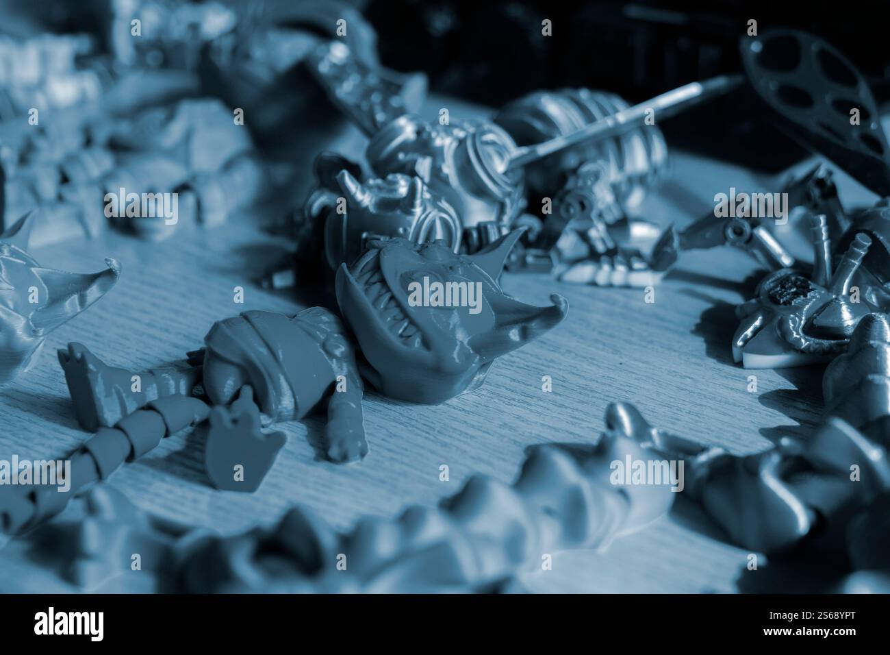 Art object printed on 3D printer close-up. Art creative model created ...