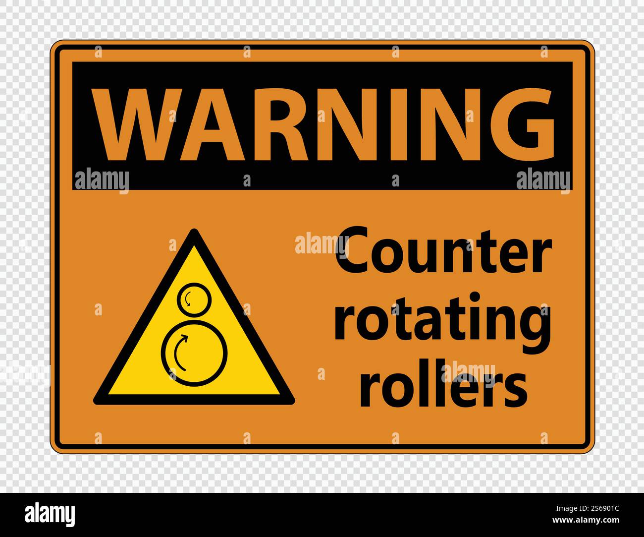 Warning counter rotating rollers sign on transparent background,vector ...