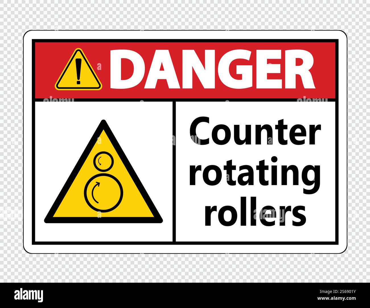 Danger counter rotating rollers sign on transparent background,vector ...