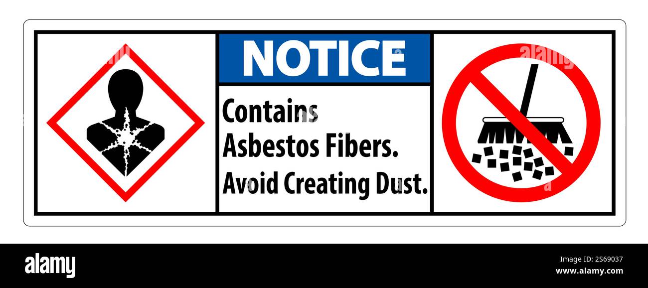 Notice Label Contains Asbestos Fibers,Avoid Creating Dust Stock Vector ...