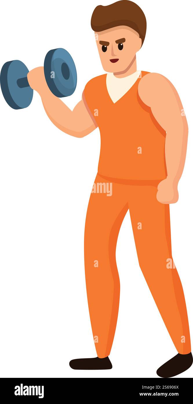Prison man dumbbell icon. Cartoon of prison man dumbbell vector icon ...