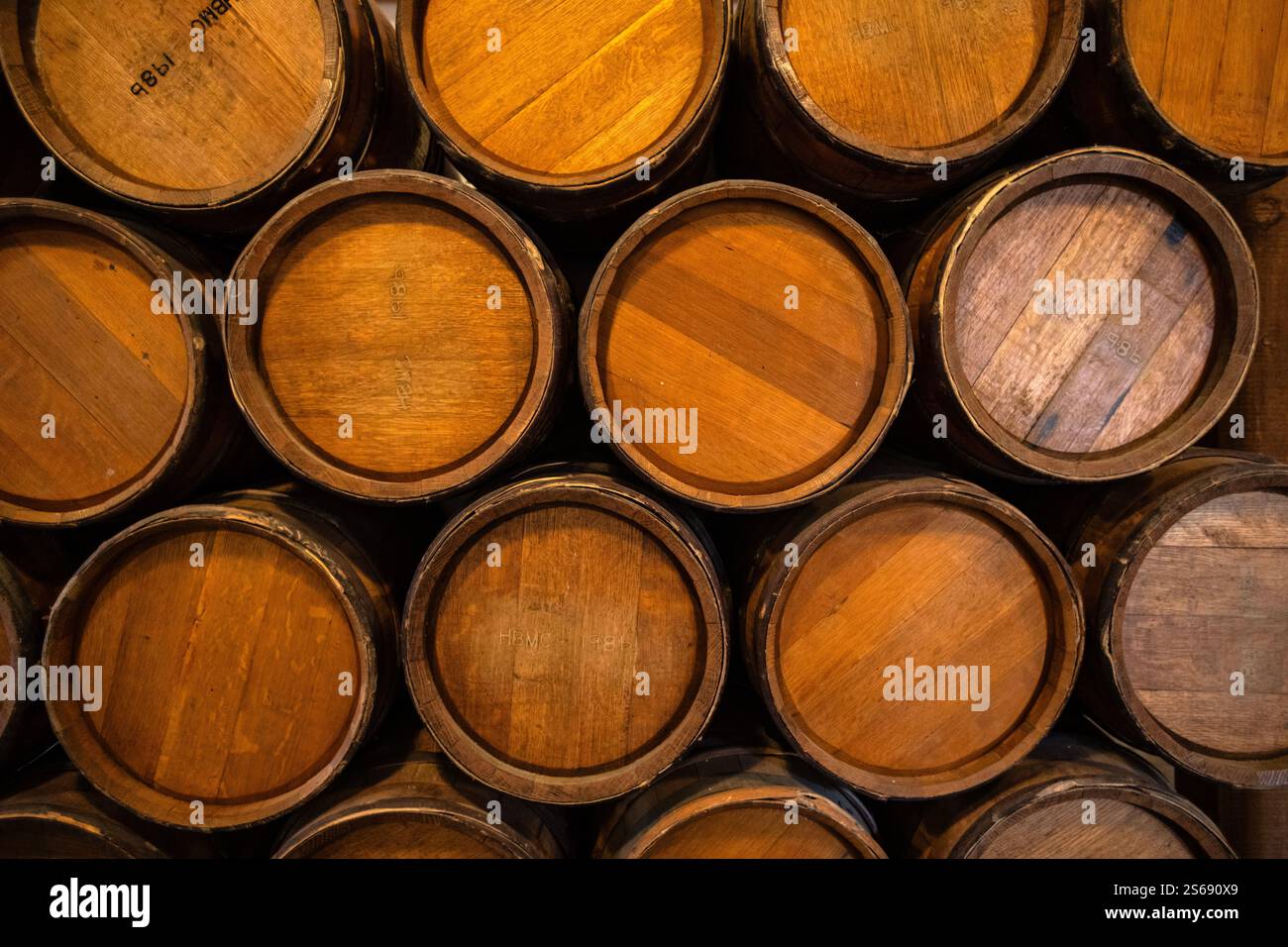 Essex, UK - July 7th 2024: Gunpowder barrels in one of the gunpowder ...