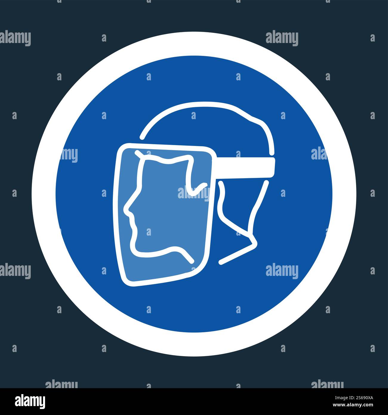 Symbol Face Shield Must Be Worn sign on black background,Vector ...