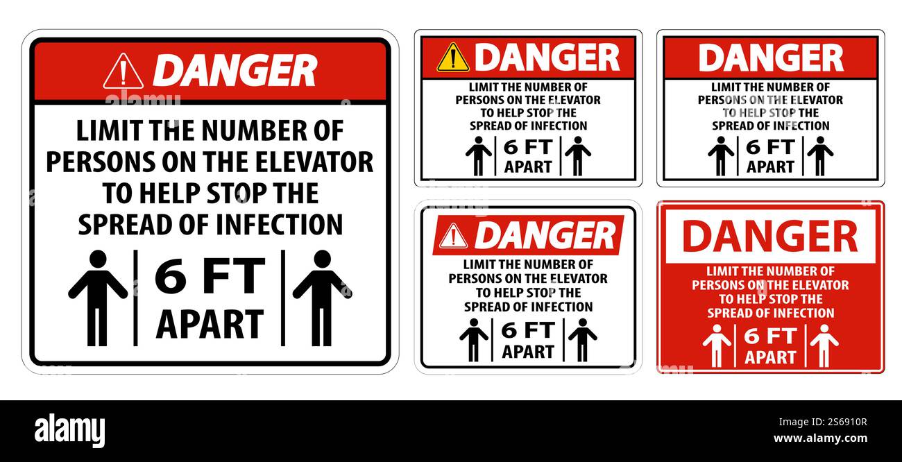 Danger Elevator Physical Distancing Sign Isolate On White Background ...