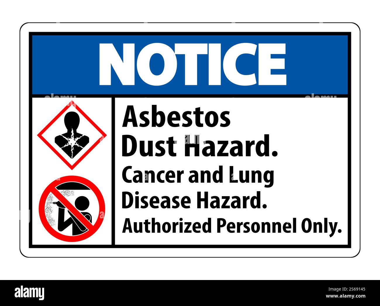 Notice Safety Label,Asbestos Dust Hazard, Cancer And Lung Disease ...