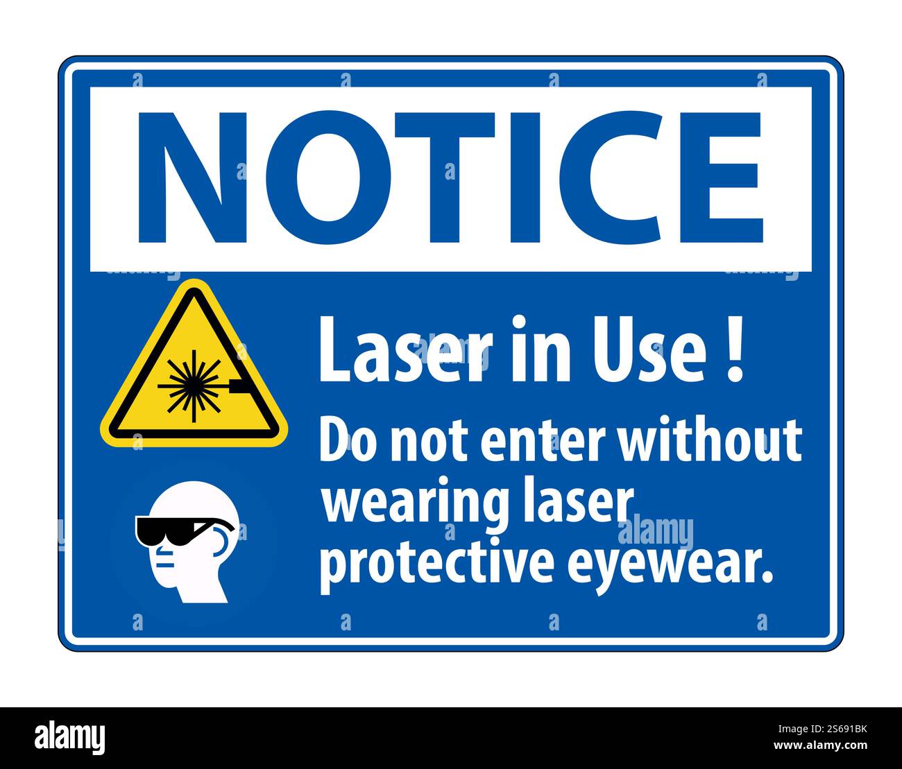 Notice Warning PPE Safety Label,Laser In Use Do Not Enter Without ...