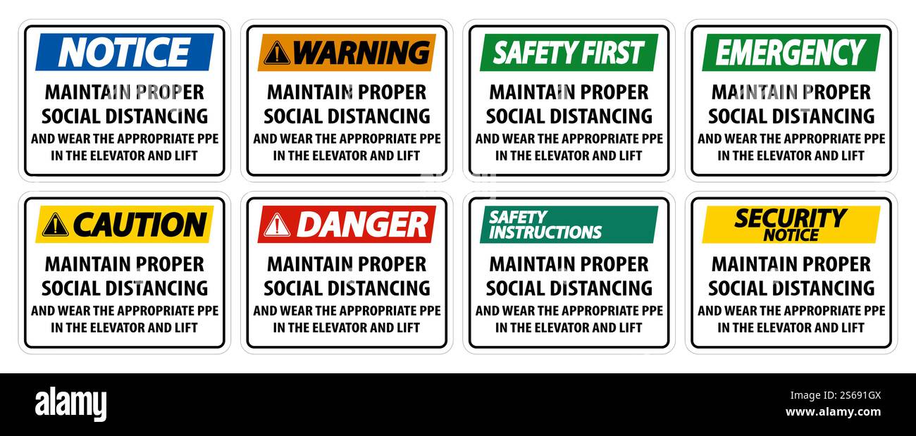 Maintain Proper Social Distancing Sign Isolate On White Background ...