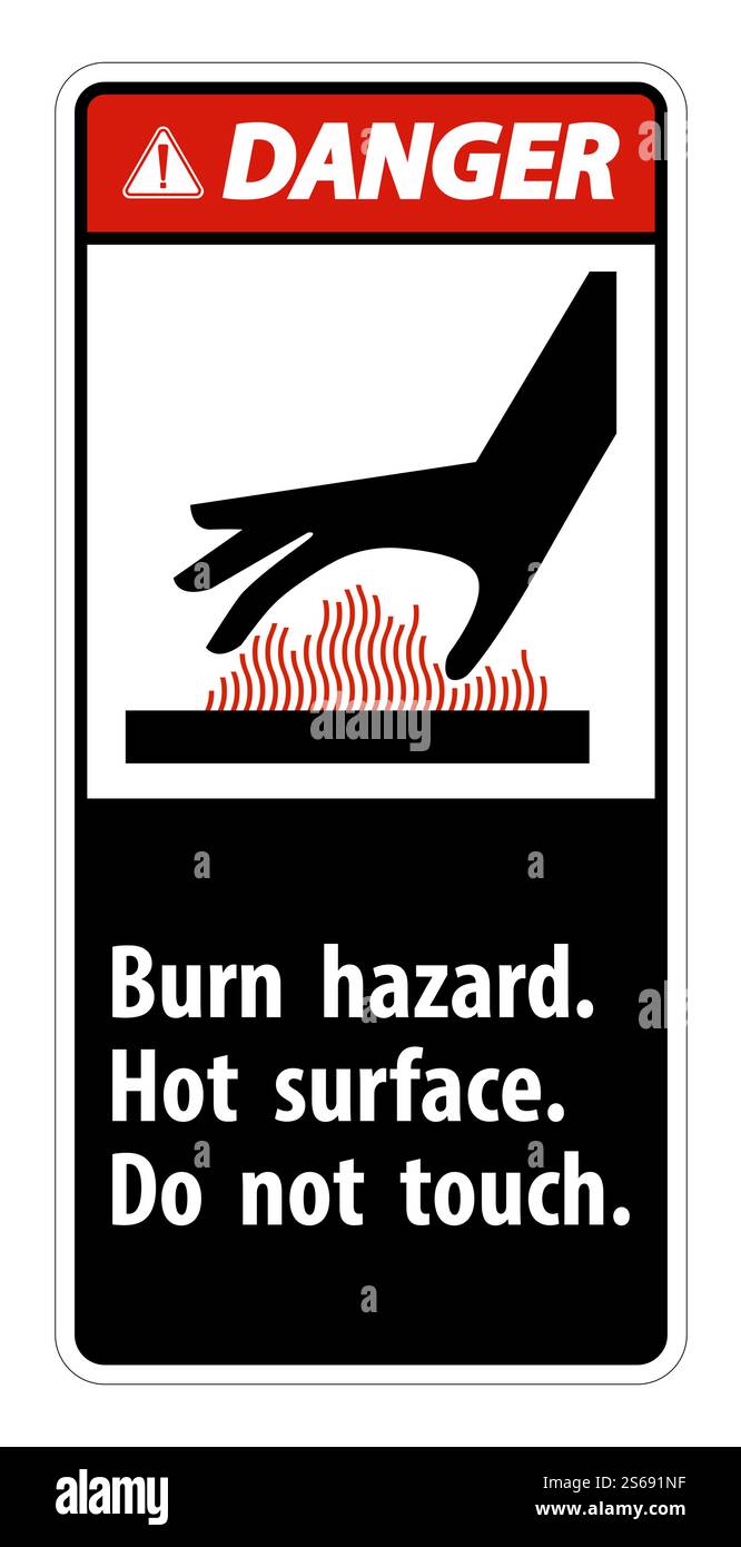 Danger Burn hazard,Hot surface,Do not touch Symbol Sign Isolate on ...