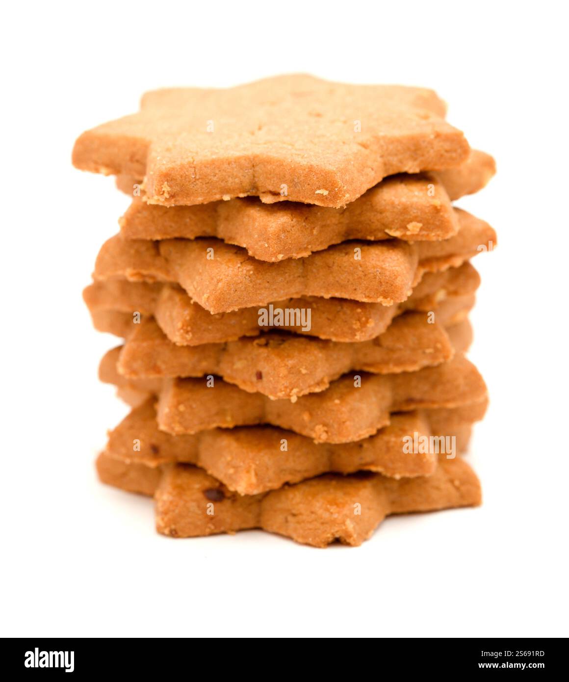 Cinnamon and chocolate chip cookies, seven point star shape, isolated ...