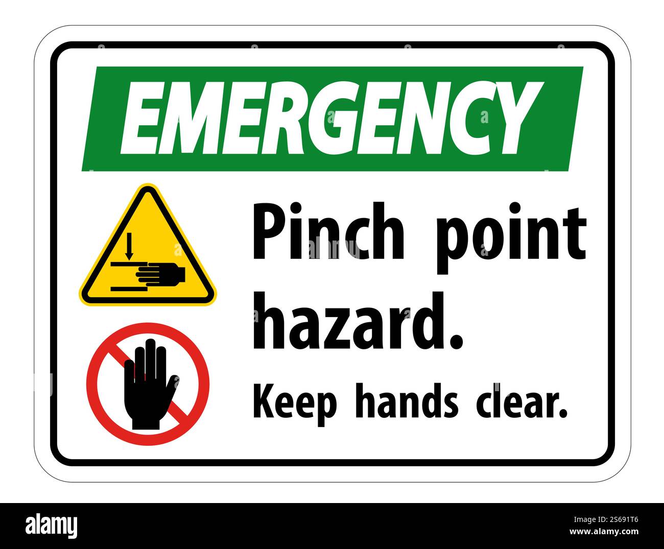 Emergency Pinch Point Hazard,Keep Hands Clear Symbol Sign Isolate on ...