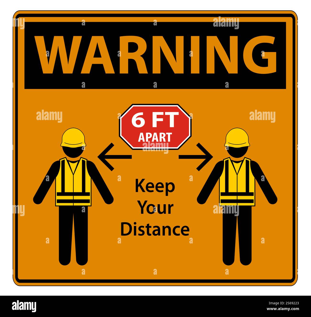 Warning Social Distancing Construction Sign Isolate On White Background ...