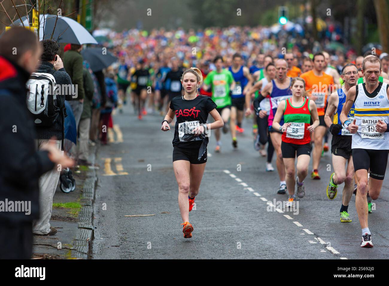Male and female athletes running and competing in the Bath Half ...