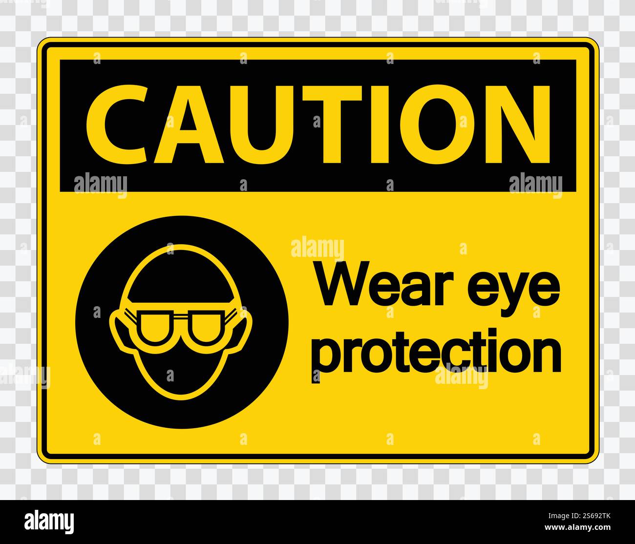 Caution Wear eye protection on transparent background,vector ...