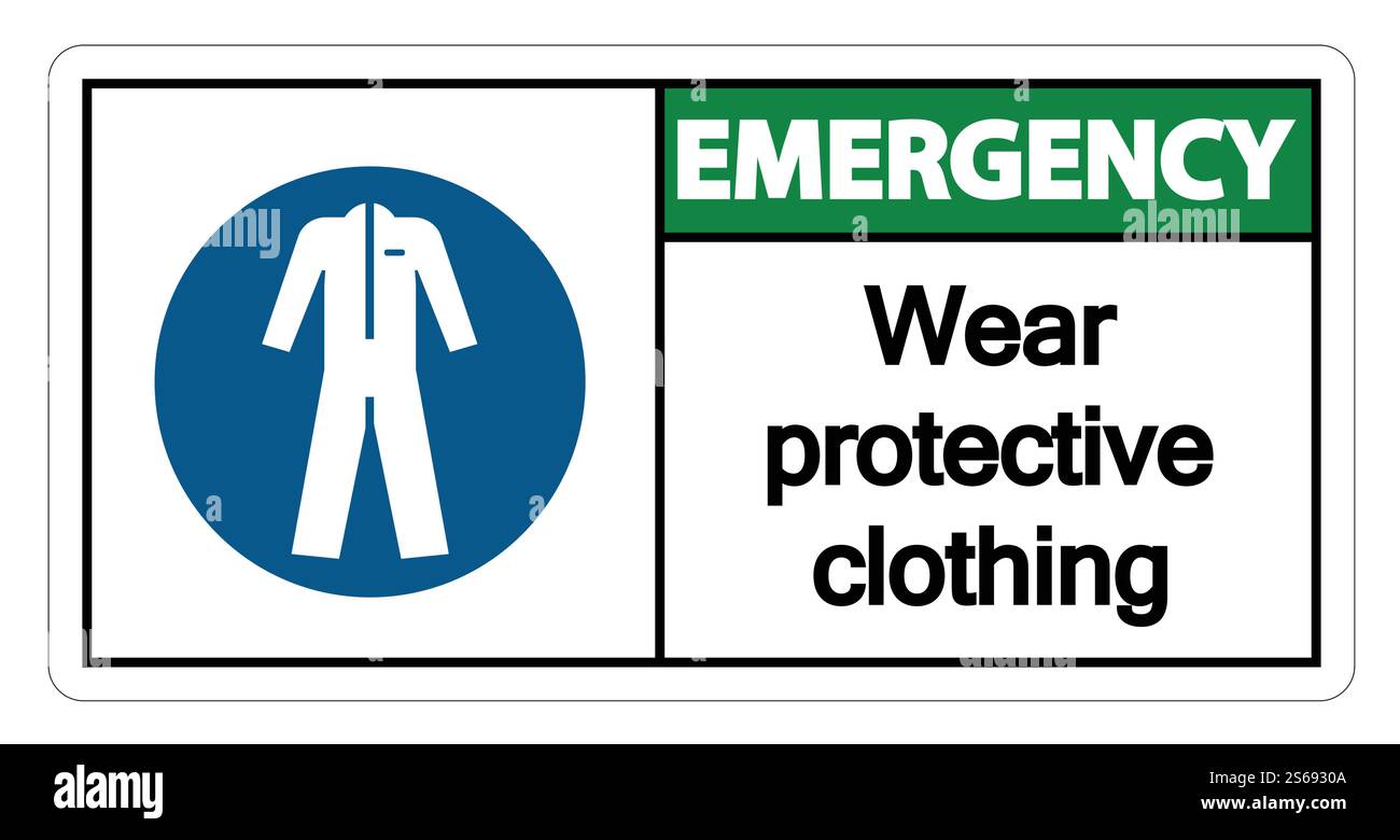 Emergency Wear protective clothing sign on white background,vector ...
