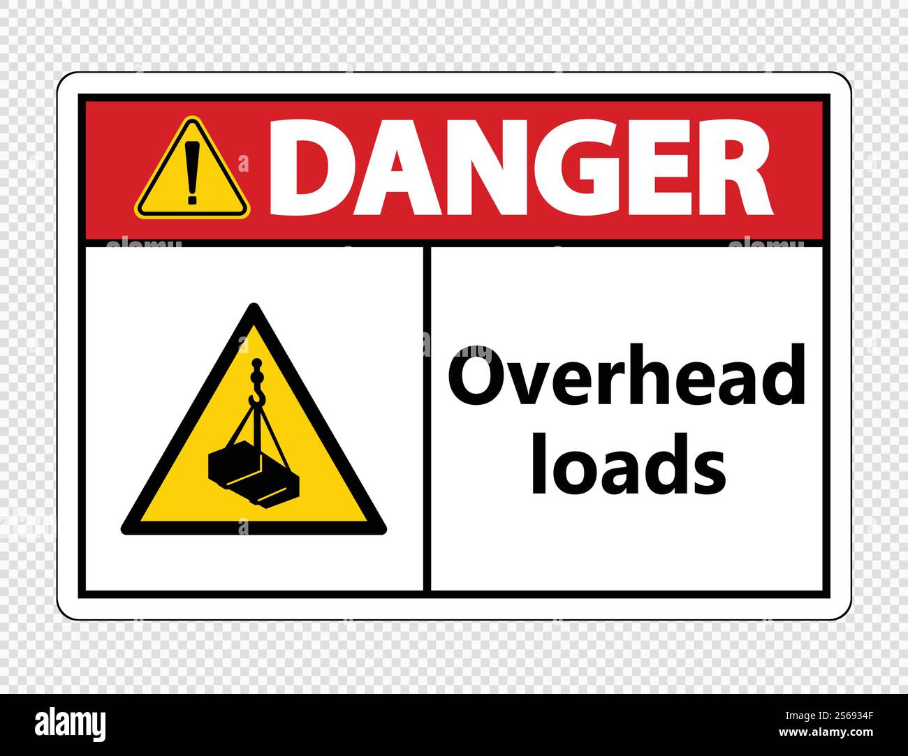 Danger overhead loads Sign on transparent background,vector ...