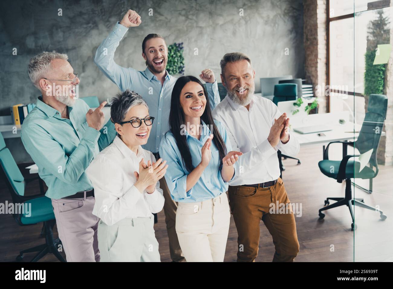 Photo of teamwork people working together celebrate applause ...