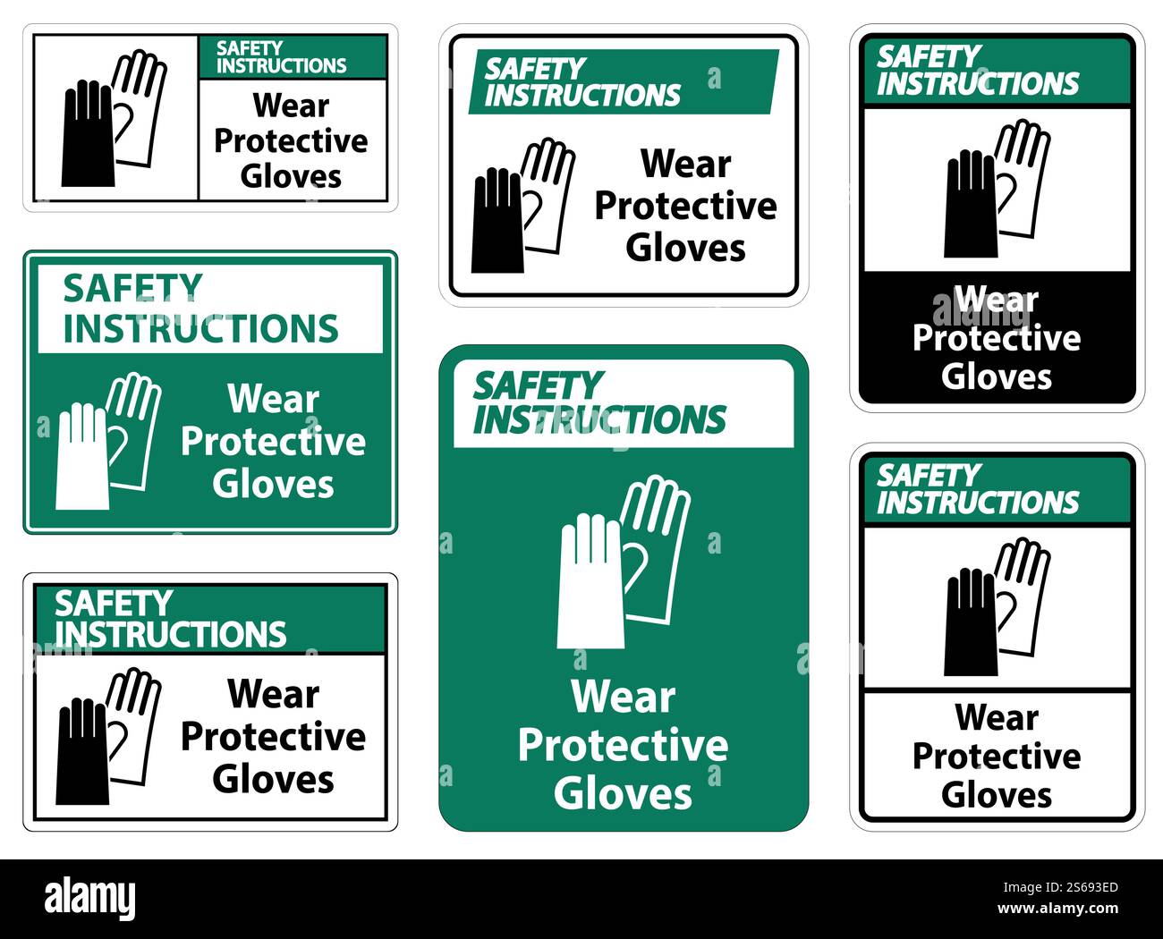 Safety Instructions Wear protective gloves sign on white background ...