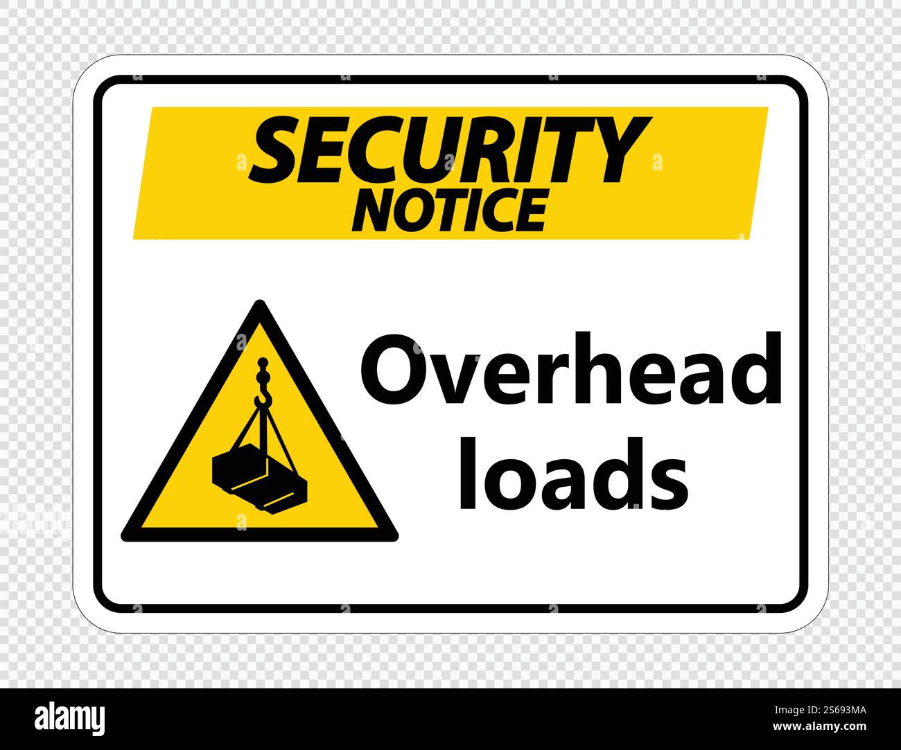 Security notice overhead loads Sign on transparent background,vector ...