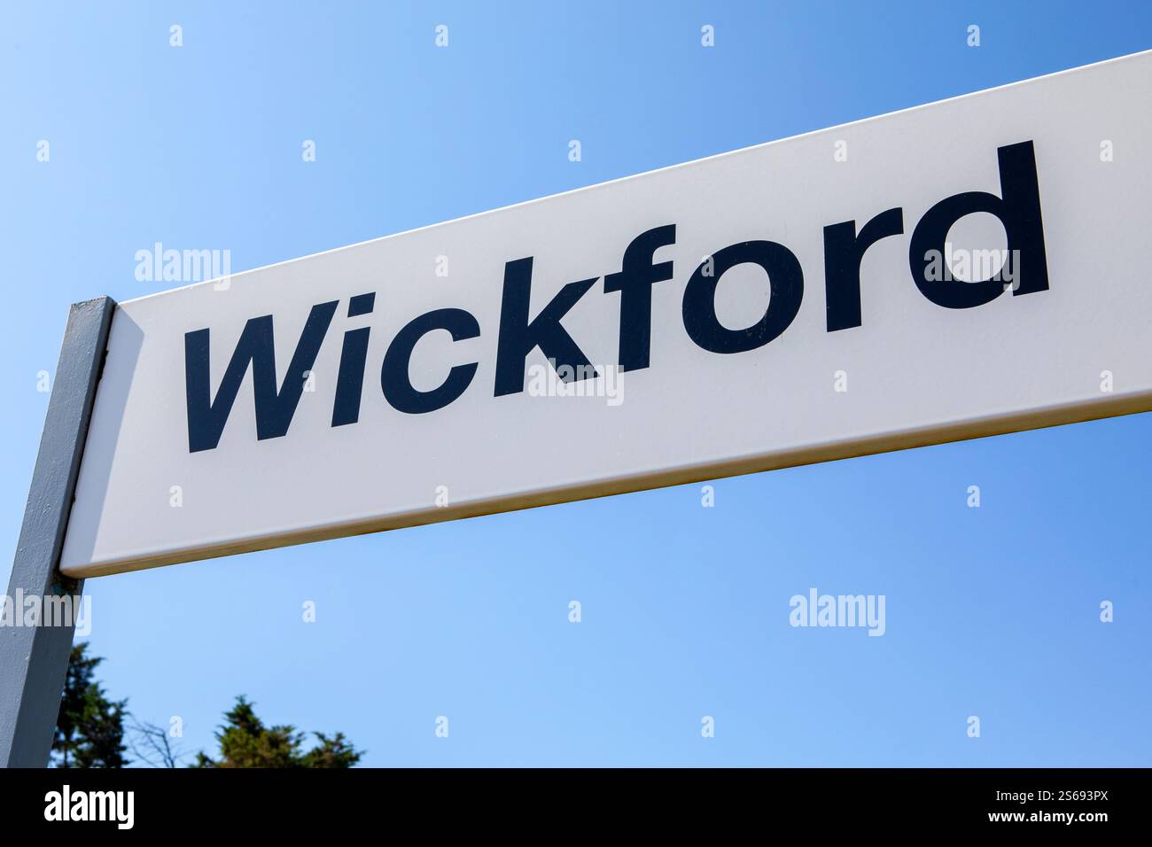 Close-up of a sign for Wickford at Wickford Railway Station. Wickford ...