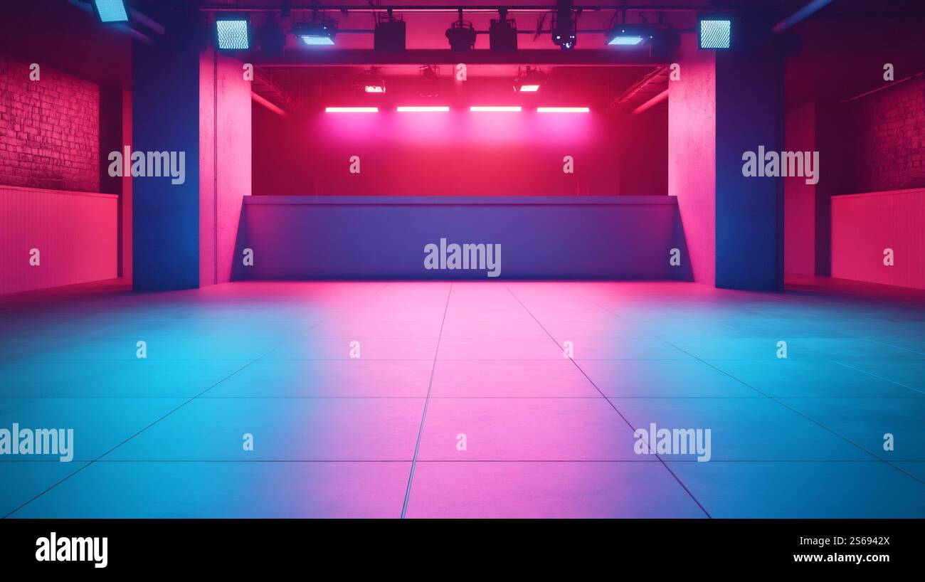 Vibrant Nightclub Dance Floor with DJ Booth Serving as Sleek Office ...